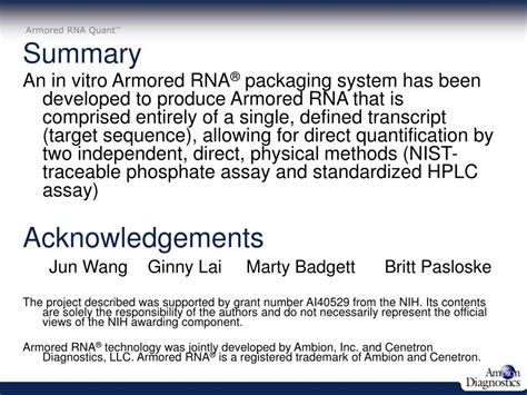 Ppt Armored Rna Quant ™ Development Of Armored Rna ® As A Primary Standard Powerpoint