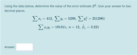Solved Using The Data Below Determine The Value Of The Chegg