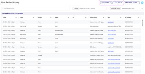 Guide To User Action History Halaxy Help Guide