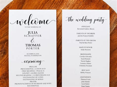 Wedding Ceremony Program