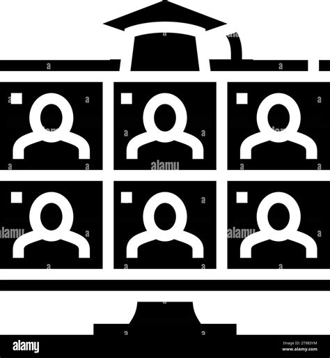 Virtual Classroom Online Learning Platform Glyph Icon Vector