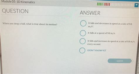 Solved Module 05 1d Kinematics Question Answer When You