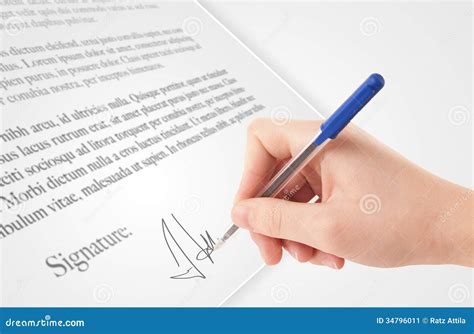 Hand Writing Personal Signature On A Paper Form Stock Image Image Of