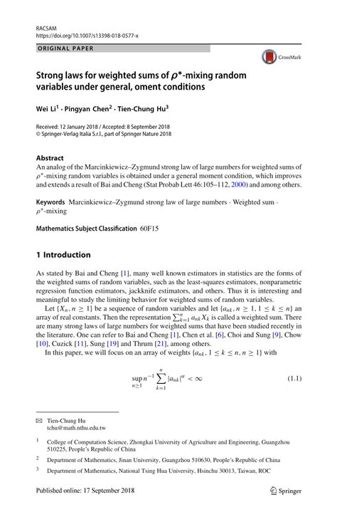 pdf strong laws for weighted sums of rho mixing random