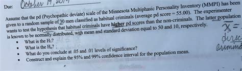 Solved Du Assume That The Pd Psychopathic Deviate Scale