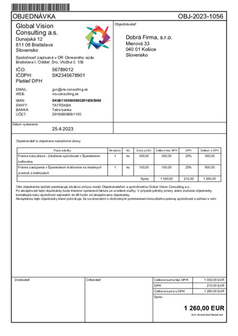 Vzor Objednávka (prijatá) | Faktúry online