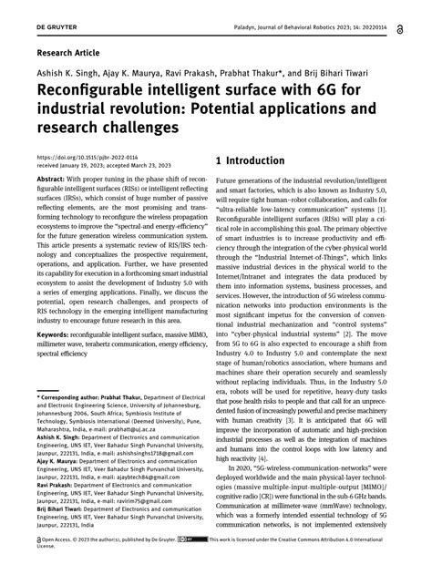 Pdf Reconfigurable Intelligent Surface With 6g For Industrial