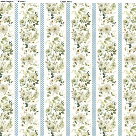 Green Fields By Lisa Audit Repeating Floral Border Stripe The Sewing