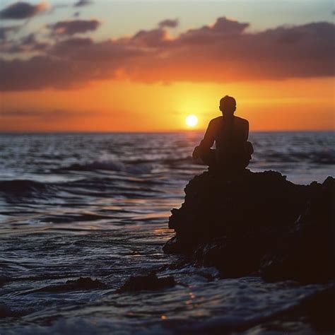 Free Sunset Contemplation Scene Image Sunset Silhouette