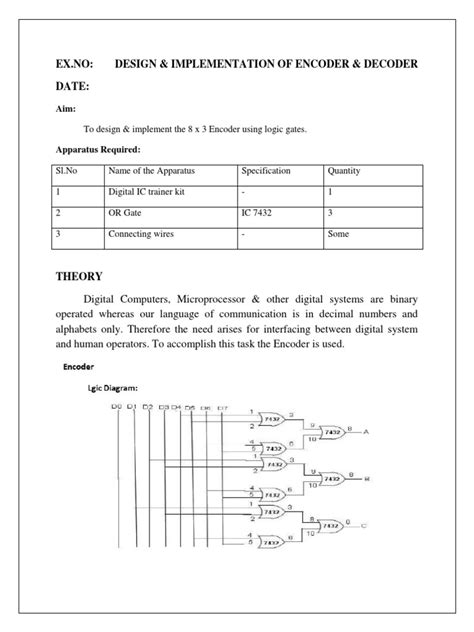 Encoder And Decoder Using Circuits Pdf Teaching Methods And Materials