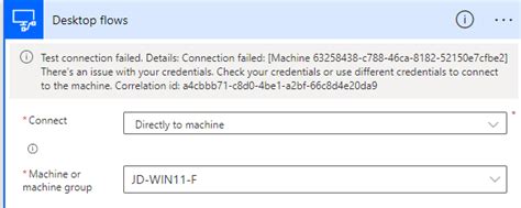 Power Automate でデスクトップ フローを実行している無効な資格情報のトラブルシューティング Microsoft サポート