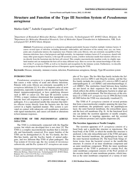 Pdf Structure And Function Of The Type Iii Secretion System Of