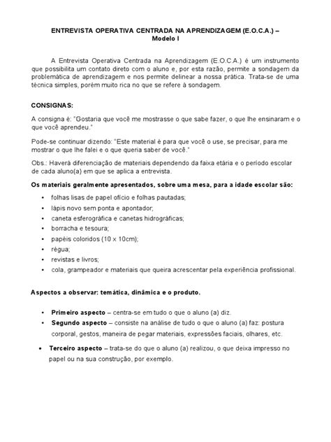 Ficha Eoca Pdf Aprendizado Caneta