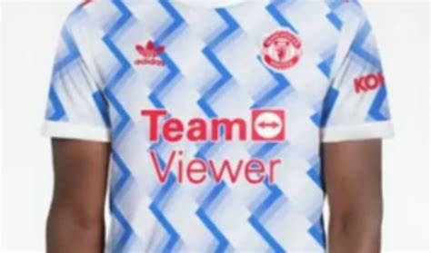 Photo Man Uniteds 2021 22 Away Kit Showing New Teamviewer Sponsor Leaked