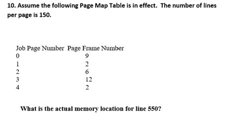solved 10 assume the following page map table is in effect
