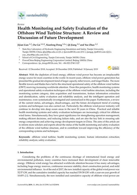 Pdf Health Monitoring And Safety Evaluation Of The Offshore Wind Turbine Structure A Review