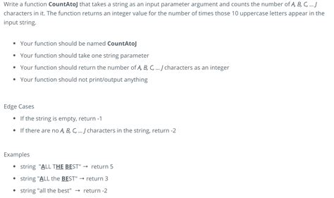 Solved Write A Function CountAtoj That Takes A String As An Chegg Com