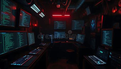 Control Room With Monitors Technology And Data Futuristic Setup