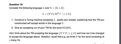 solved question 19 consider the following language l over