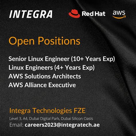 Integra Technologies On Linkedin Redhat Hiring Dubai Uae Redhat Engineers