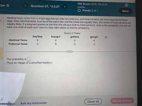 Solved Identical Twins Come From A Single Egg That Split