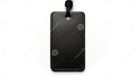Blank Black Leather Tag With Stitching And A Hanging Loop For