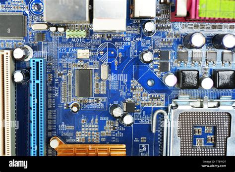 Computer Motherboard Close Up Stock Photo Alamy