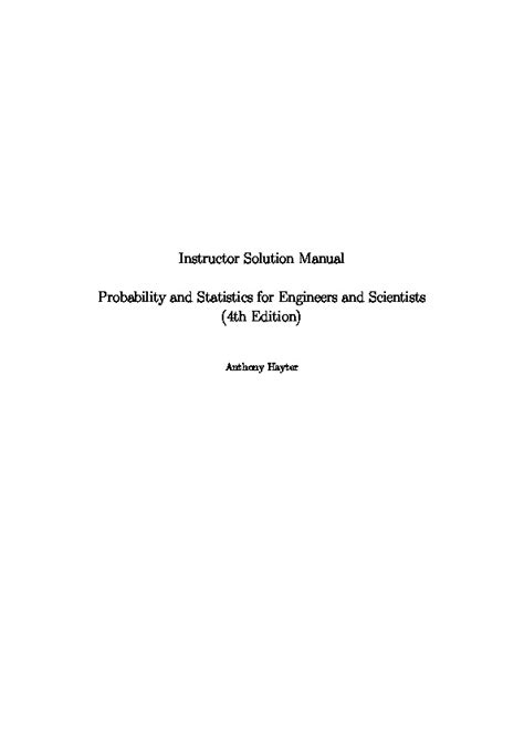 Instructor Solution Manual Probability And Statistics For Engineers And Scientists 4th Edition