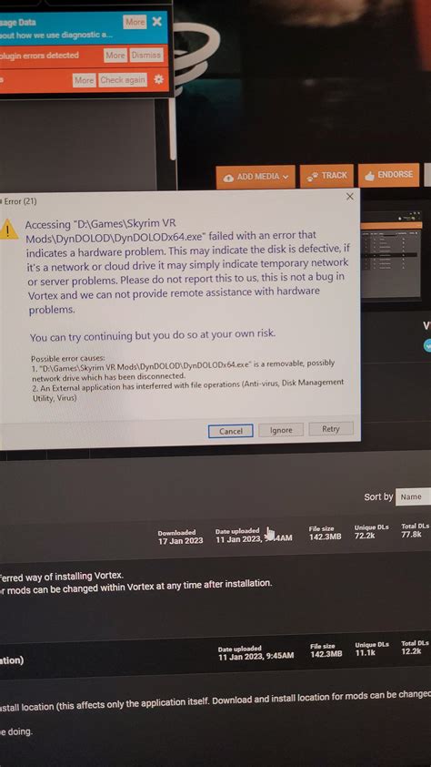 Vortex Manager Error 21 I Was Peacefully About To Install Some Mods