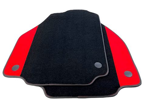 Black Floor Mats For Ferrari 488 Pista Spider Red Alcantara Leather