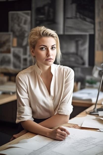 Premium Ai Image Shot Of An Attractive Female Architect In Her Office Created With Generative Ai