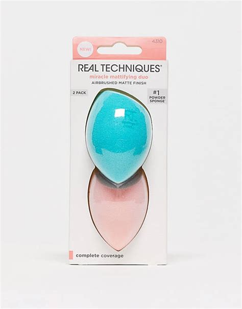 Real Techniques Miracle Mattifying Sminksvampar I Duopack Asos