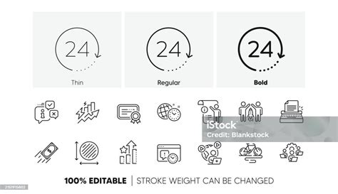 자전거 타자기 및 24 시간 라인 아이콘 웹앱의 경우 인쇄 선 아이콘 벡터 24 시간 영업 표시에 대한 스톡 벡터 아트 및 기타 이미지 24 시간 영업 표시 교육