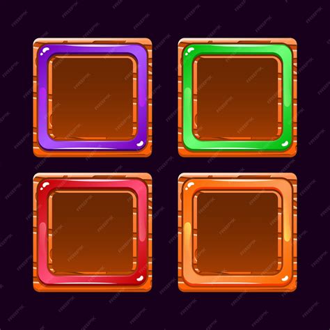 Premium Vector Set Of Funny Wooden Jelly Border Button Game Ui For