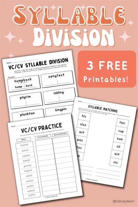 Syllable Division Practice With Vccv Words 3 Free Pdfs Literacy Learn