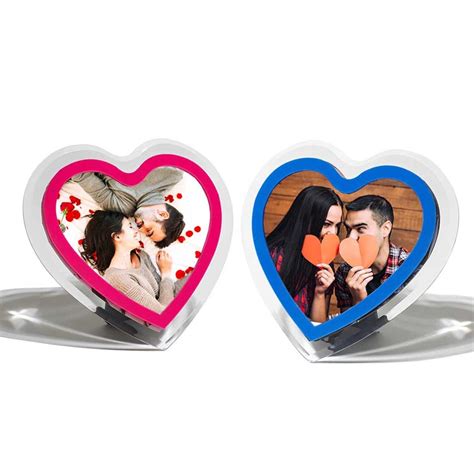 Plexiglass Pink Heart Shaped Photo Frame Teknofinal