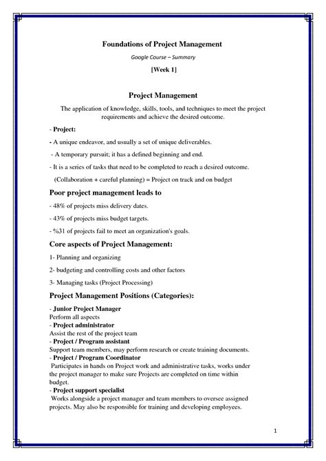 SOLUTION: Foundations of project management google course 1 summary - Studypool
