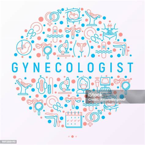원 선 아이콘에서에서 산부인과 개념 자 궁 난소 부인과 자 임신 초음파 생리대 테스트 배아 생리 배 란 현대 벡터 일러스트 레이 션 개념에 대한 스톡 벡터 아트 및 기타