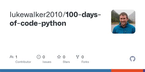GitHub Lukewalker Days Of Code Python