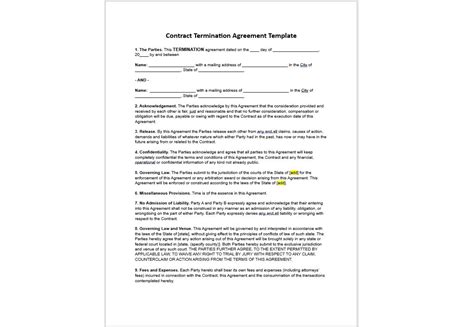 Editable Contract Termination Agreement Contract Termination Agreement