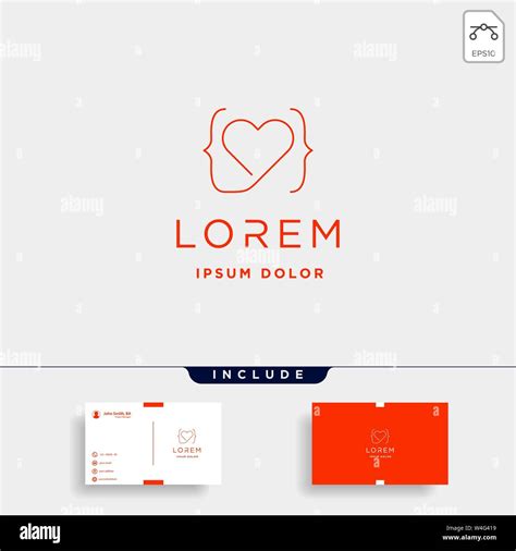 Love Coding Logo Design Line Vector Programming Symbol Icon Stock