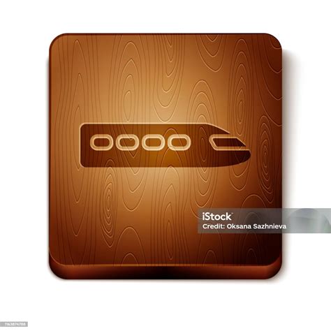 흰색 배경에 격리 된 갈색 기차 아이콘입니다 대중 교통 기호입니다 지하철 열차 수송 지하철 지하 나무 사각형 버튼입니다 벡터