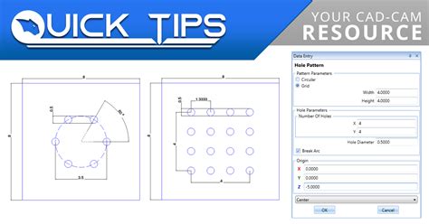hole pattern cad cam quick tip video bobcad cam bobcad cam
