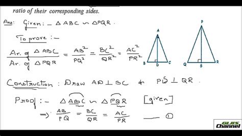 Theorem On Areas Of Similar Triangles Youtube