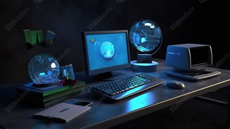 Computer And Keyboard With Light Bulbs Powerpoint Background For Free Download Slidesdocs