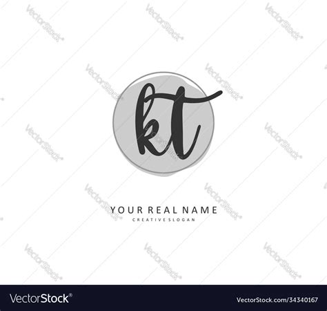 K T Kt Initial Letter Handwriting And Signature Vector Image