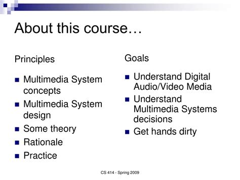 Ppt Cs 414 Multimedia Systems Design Lecture 1 Introduction Powerpoint Presentation Id