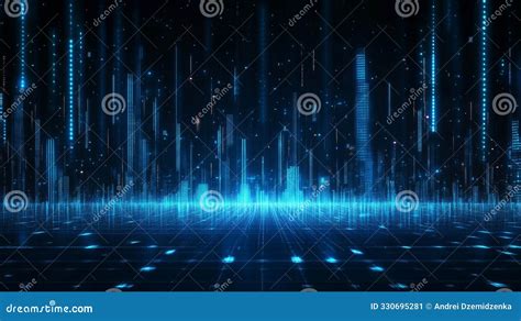 embedded binary code on a blue data technology background stock image