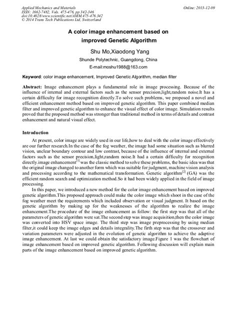 A Color Image Enhancement Based On Improved Genetic Algorithm Scientificnet