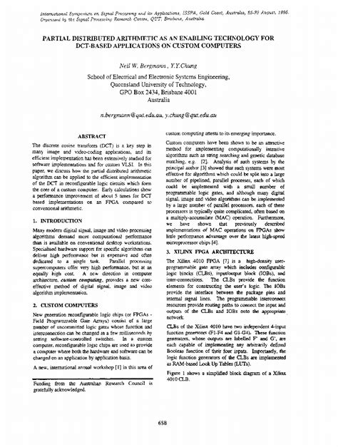 Partial Distributed Arithmetic As An Enabling Technology For Dct Based